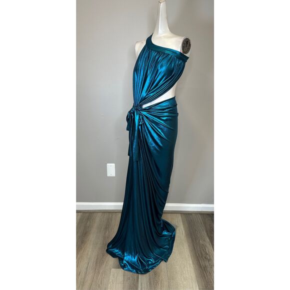 J.Angelique | Dresses | Jangelique Disa Dress In Teal Metallic Knit ...